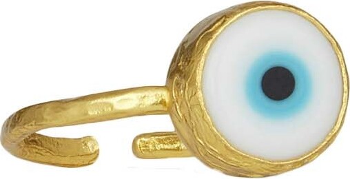 Ottoman Hands - Nazar White Evil Eye Stacking Ring - ShopStyle