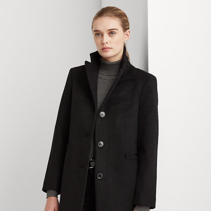 Lauren Petite Ralph Lauren Three-Button Wool-Blend Reefer Coat - ShopStyle