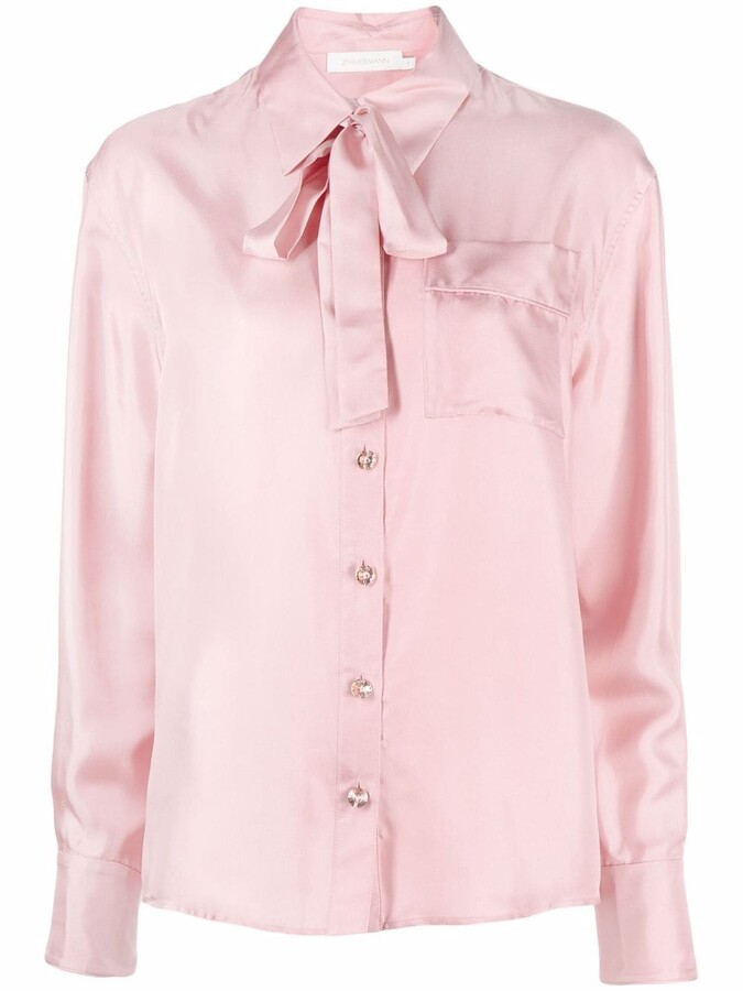 Zimmermann Tie-Neck Silk Blouse - ShopStyle Long Sleeve Tops