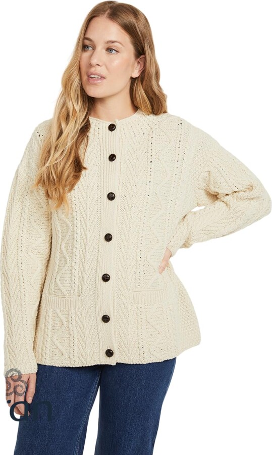 Aran Woollen Mills Aran Cardigan for Women 100% Merino Wool - ShopStyle
