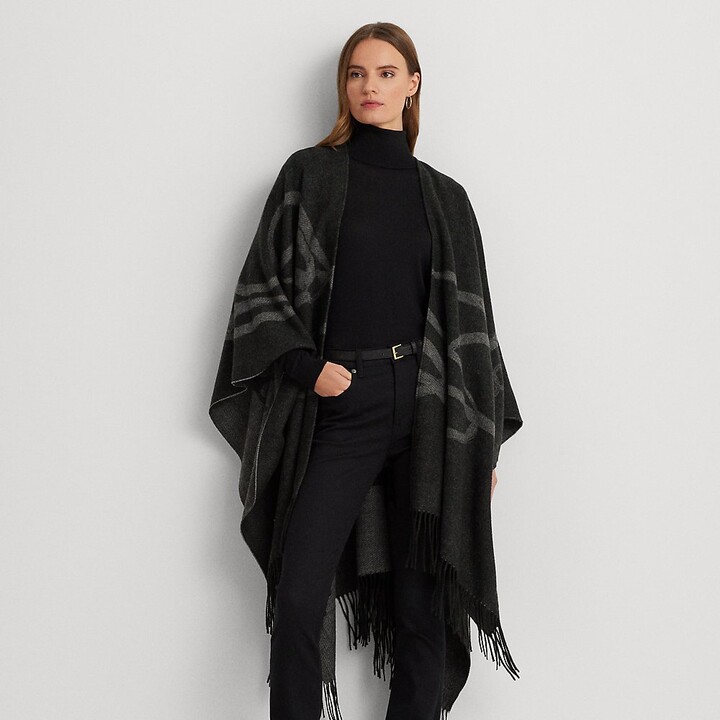 Lauren Ralph Lauren Ralph Lauren Logo & Belting-Motif Jacquard Ruana ...