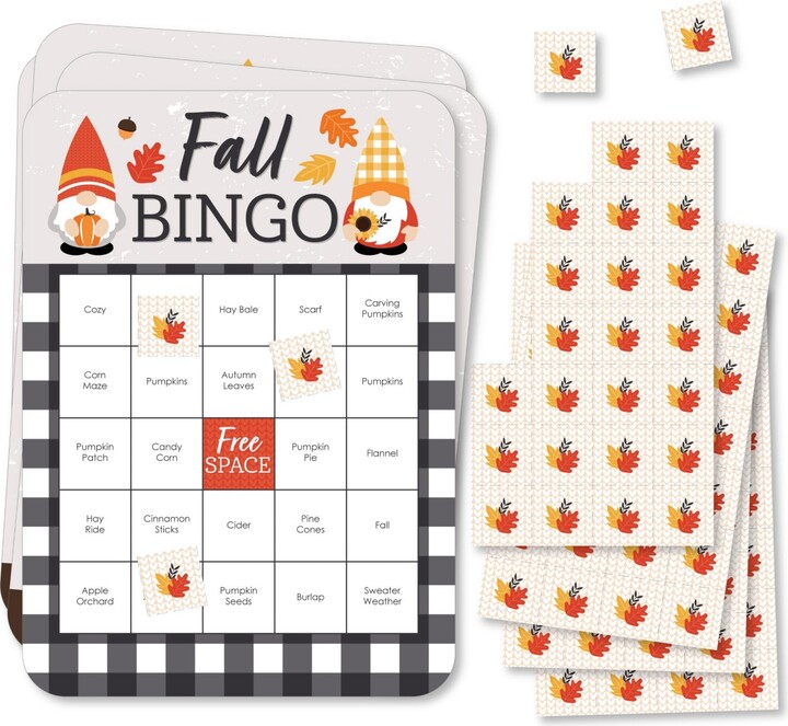 Big Dot of Happiness Fall Gnomes - Bingo Cards and Markers - Autumn ...