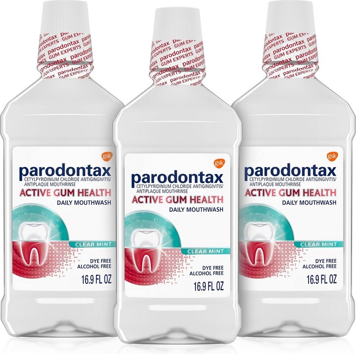 Parodontax 3x Active Gum Health Mouthwash - Clear Mint - 16.9 fl oz/3pk ...