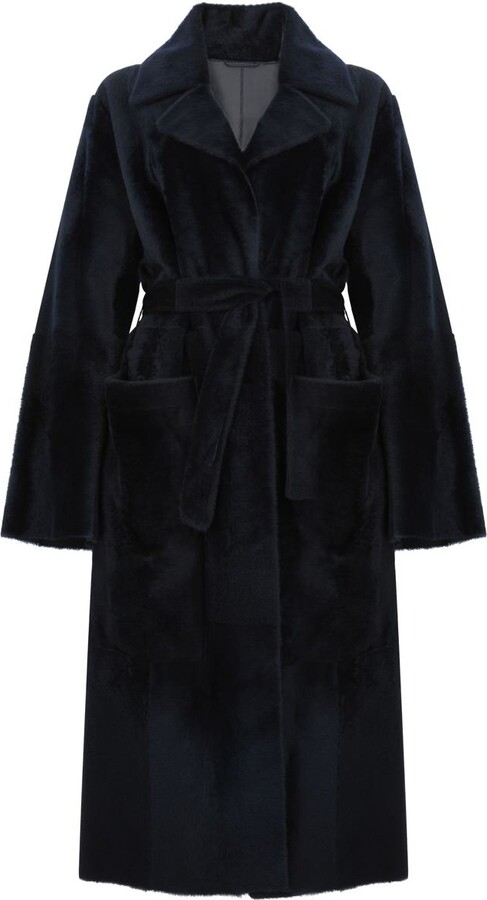 The Doa Long Tatum Fur In Wool With Belt - ShopStyle Coats
