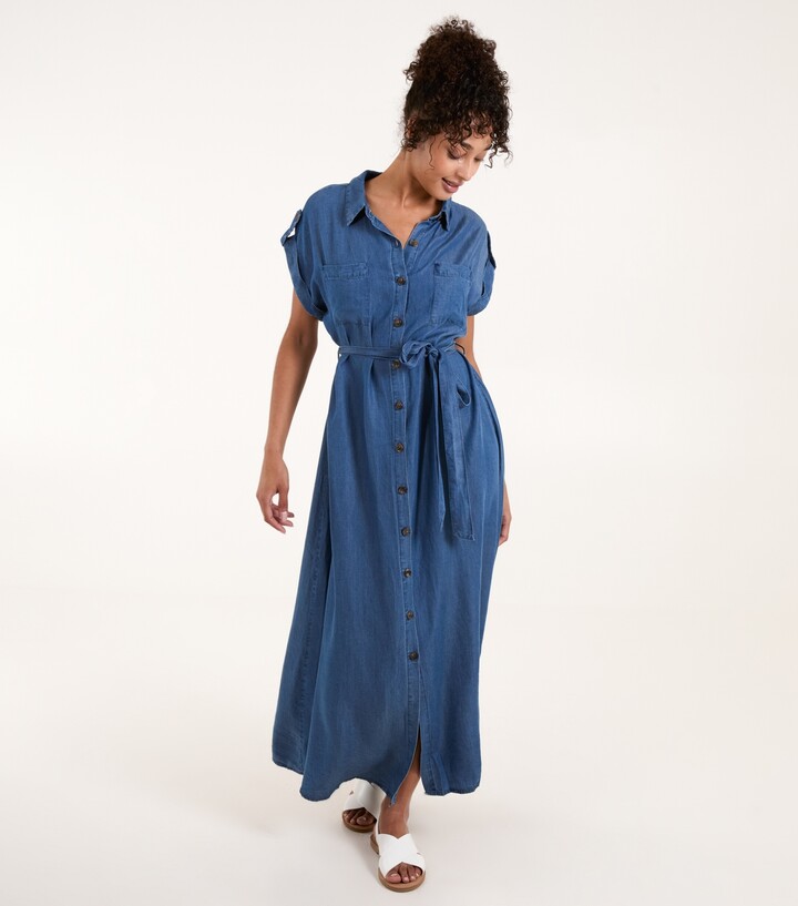 Women's Bright Blue Midi Shirt Dress Blue Vanilla - ShopStyle