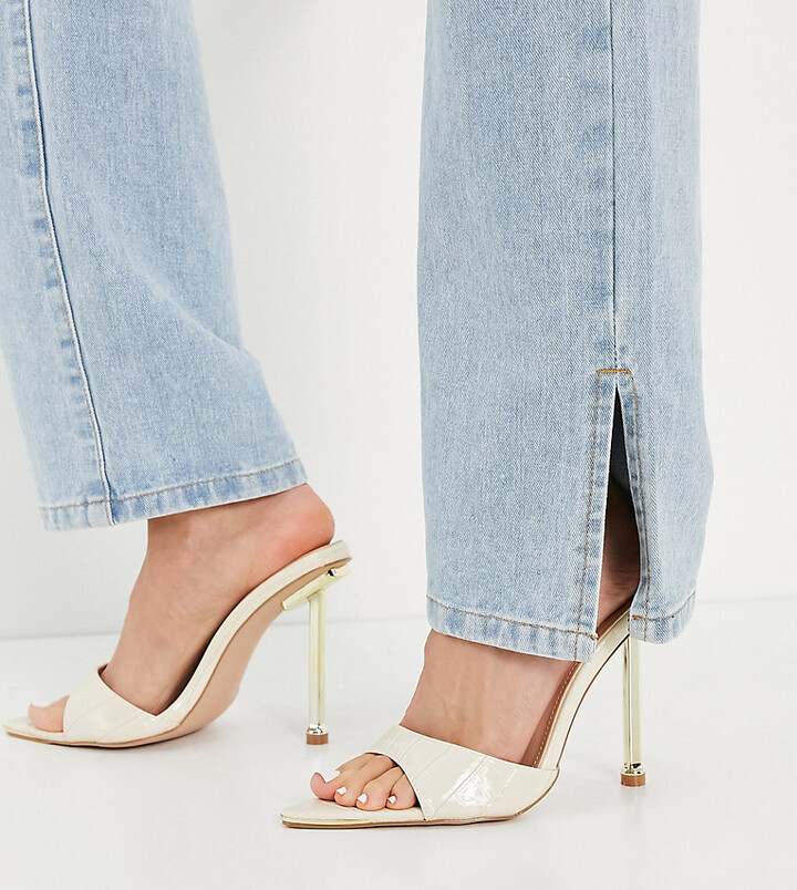 Simmi Wide Fit Simmi London Wide Fit Torez pointed mules with gold heel ...