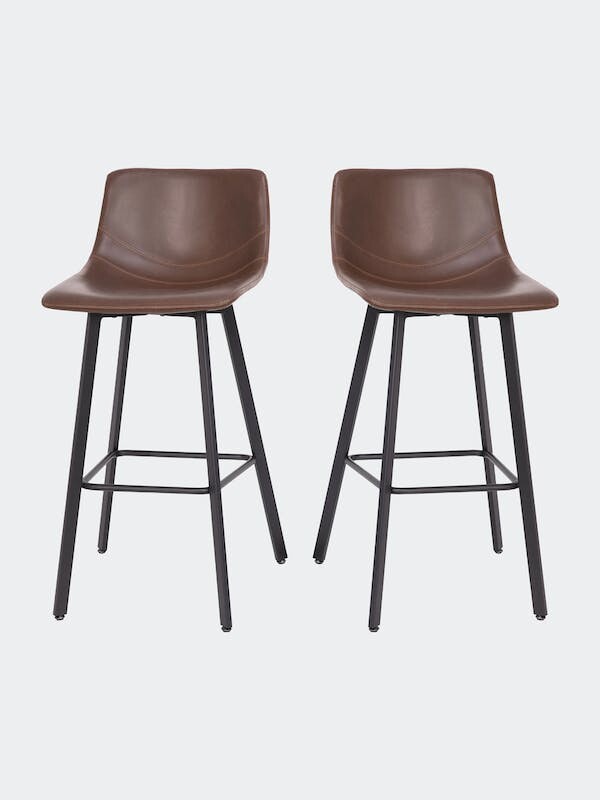 Merrick Lane Oretha Set Of 2 Modern Chocolate Brown Faux Leather ...