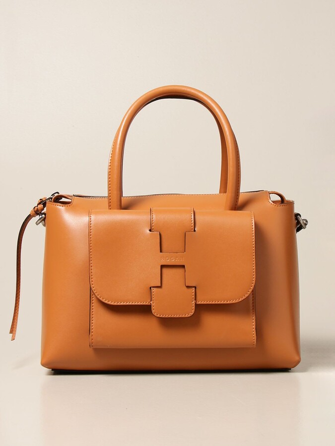 Hogan Handbag Leather Bag With External Pocket And Logo - ShopStyle