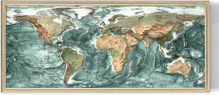 Etsy The World Satellite Map 04 | Equirectangular - Elevation Print ...