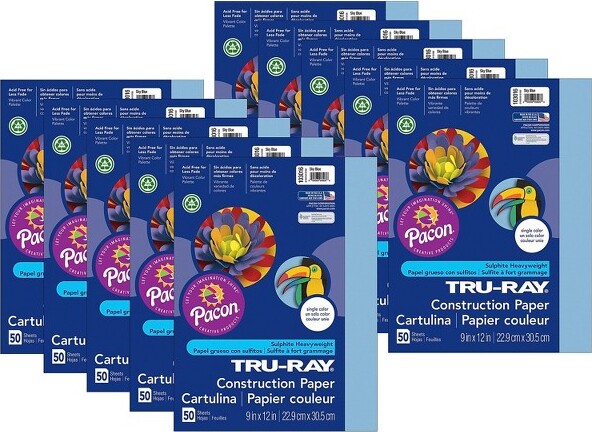 Pacon Tru-Ray 9" x 12" Construction Paper Sky Blue 50 Sheets/Pack 10 ...