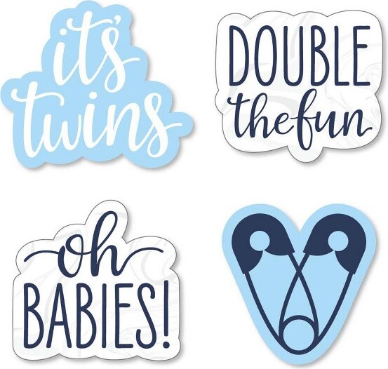 Big Dot of Happiness It's Twin Boys - DIY Shaped Blue Twins Baby Shower ...