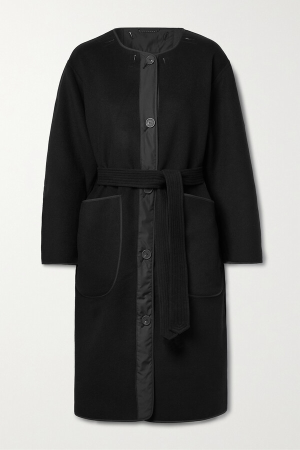 MARFA STANCE Reversible Belted Wool And Quilted Shell Coat - Black ...