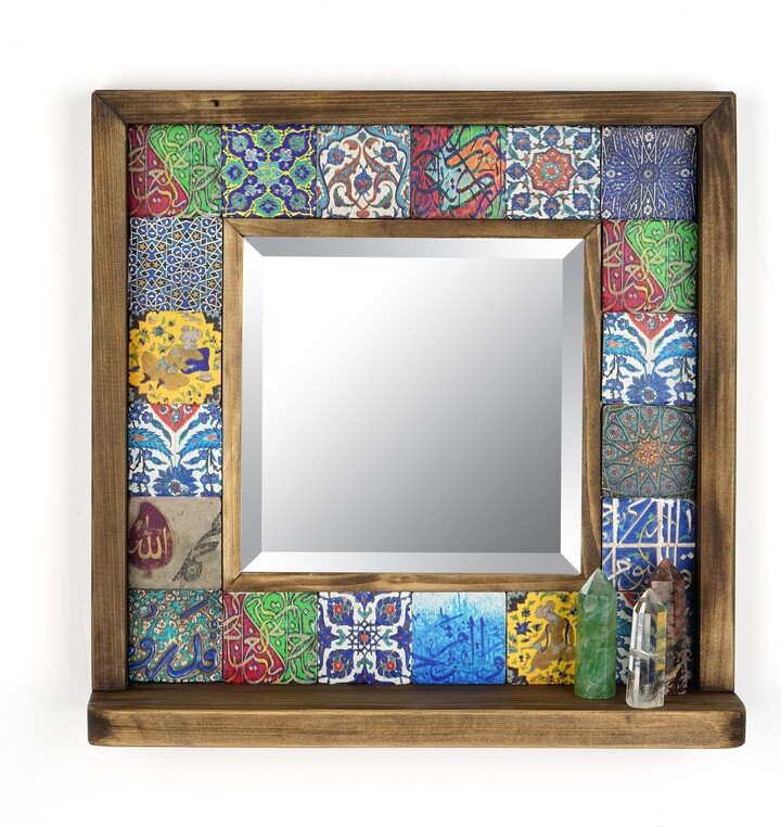 Etsy Natural Travertine Stone Wall Mirror & Shelf, Travertine Tile ...