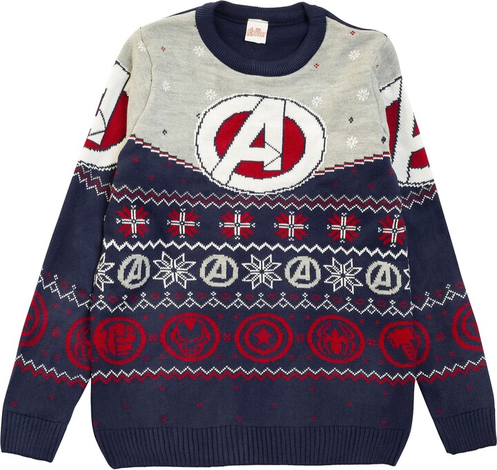 Popgear Marvel Comics Christmas Avengers Logo Knitted Jumper ...