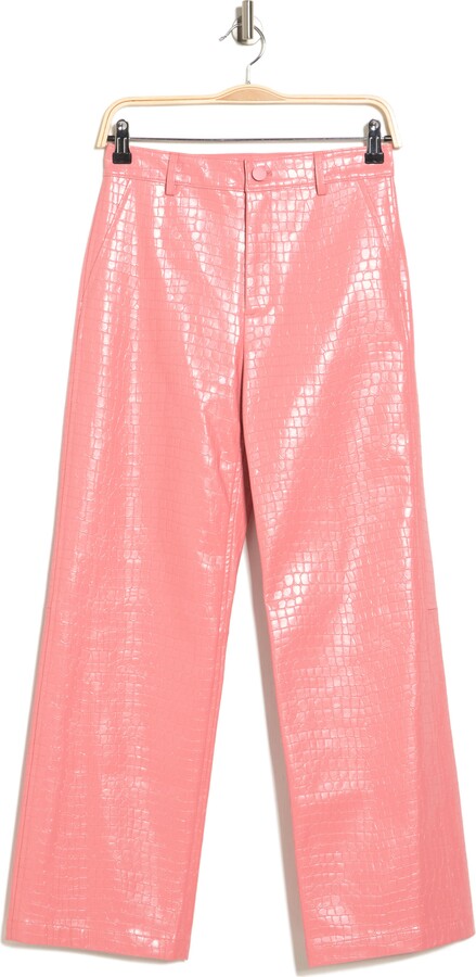 Alice + Olivia Trent Croc-Embossed Faux Leather Pants - ShopStyle