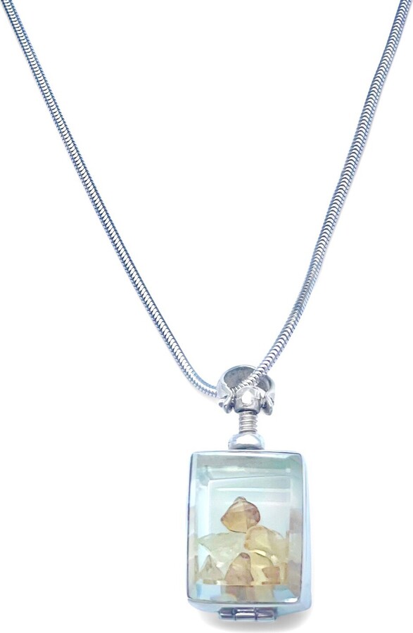 Mon Bijoux - Small Rectangle Silver Fillable Locket Necklace Memento ...