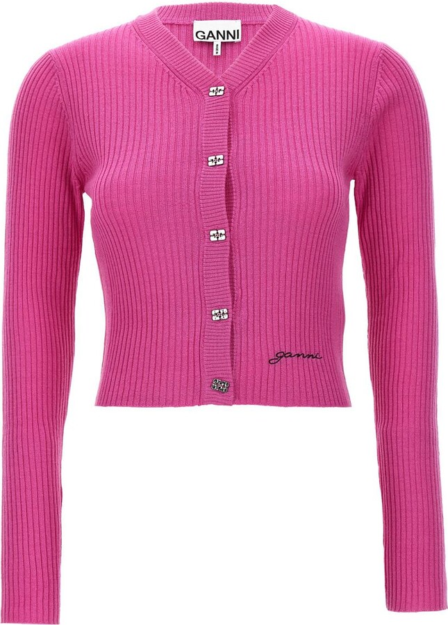 Ganni Logo buttons cardigan - ShopStyle