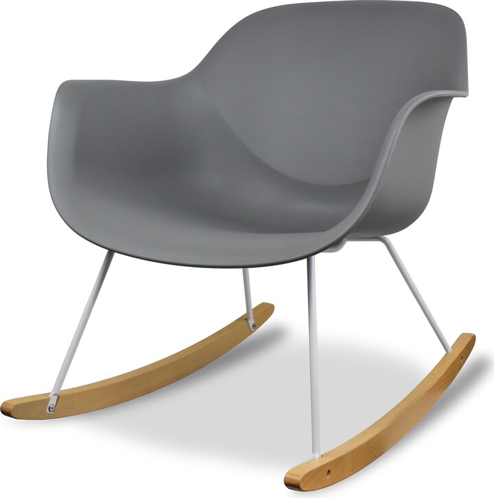 2xhome Modern Rocking Chair Molded Plastic Armchair with Wooden Rockers ...