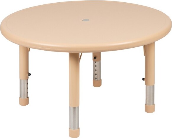 Emma and Oliver 33" Round Natural Plastic Height Adjustable Activity ...