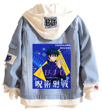 Yuantech Mens Jujutsu Kaisen Denim Hoodies Anime Ryomen Sukuna Cosplay ...