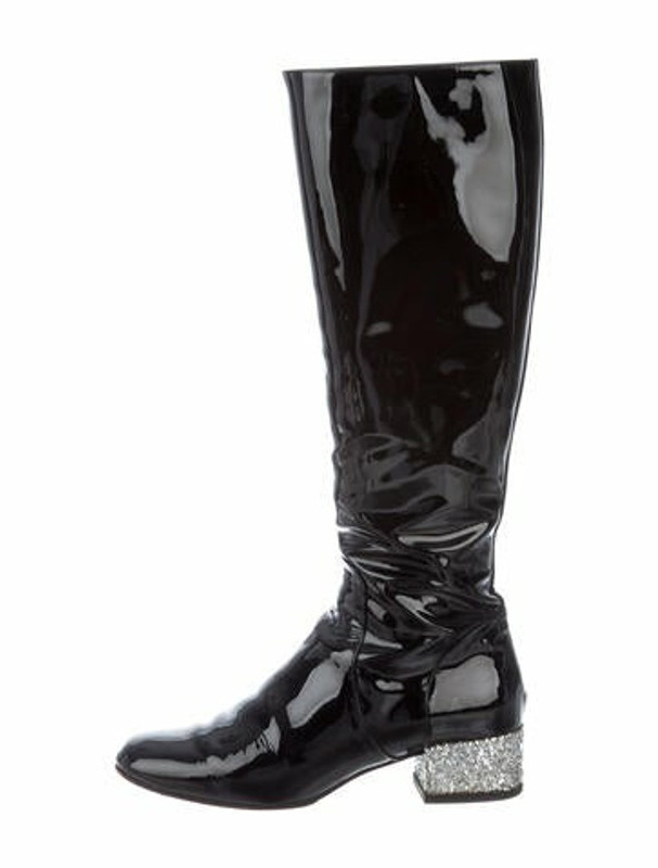 Saint Laurent Patent Leather Riding Boots Black - ShopStyle