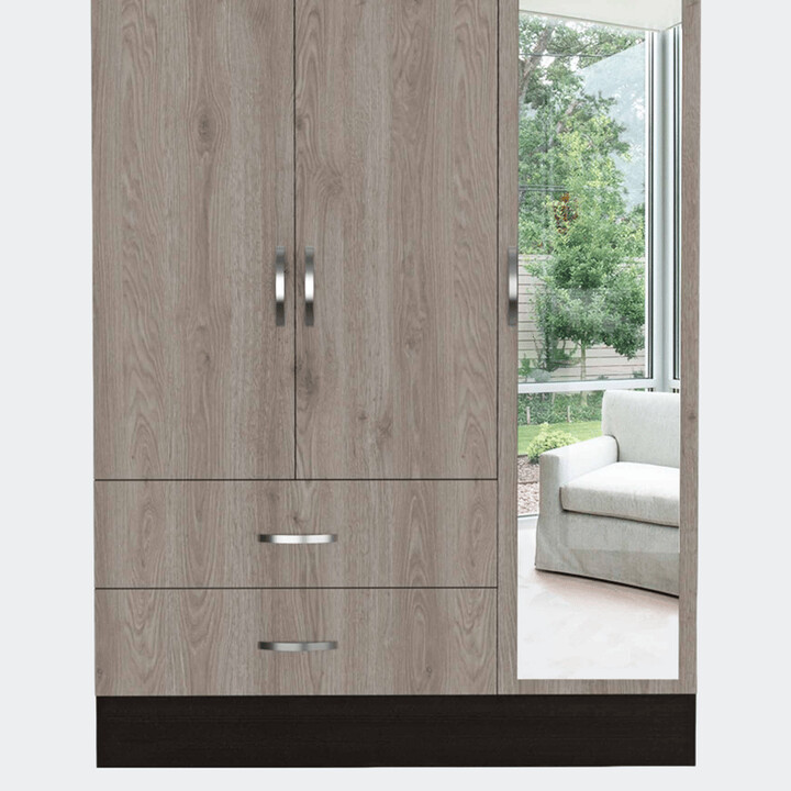FM Furniture Florencia S Mirrored Armoire, Two Cabinets With Divisions ...