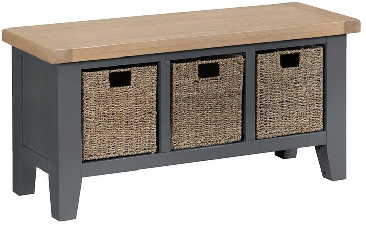 K Interiors Harrow Ready Assembled Solid Wood Large Hall Bench with 3 ...