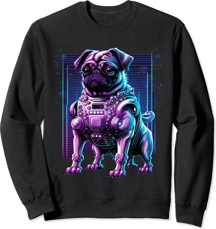 Trippy Vaporwave Styles Futuristic Vaporwave Cyborg Robot Pug ...