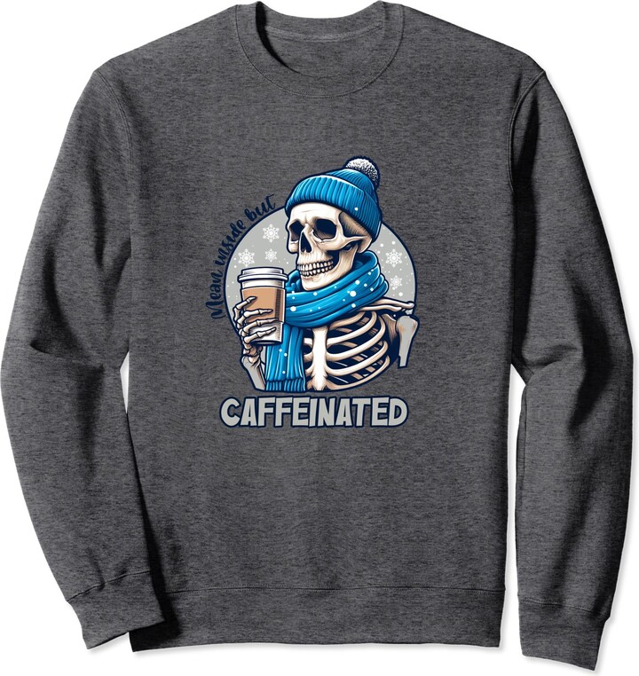 Vintage Retro Mean Inside But Caffeinated Skeleton drink coffee winter ...
