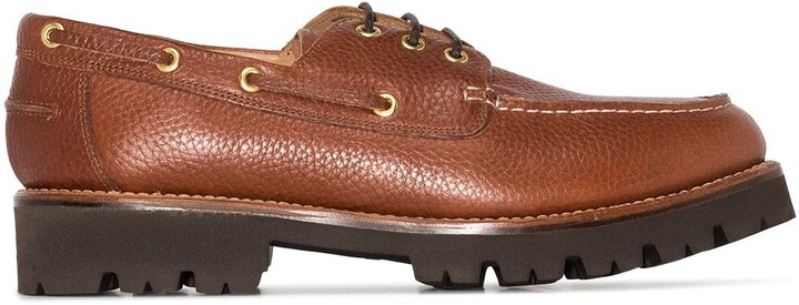 Grenson Dempsey leather boat shoes - ShopStyle