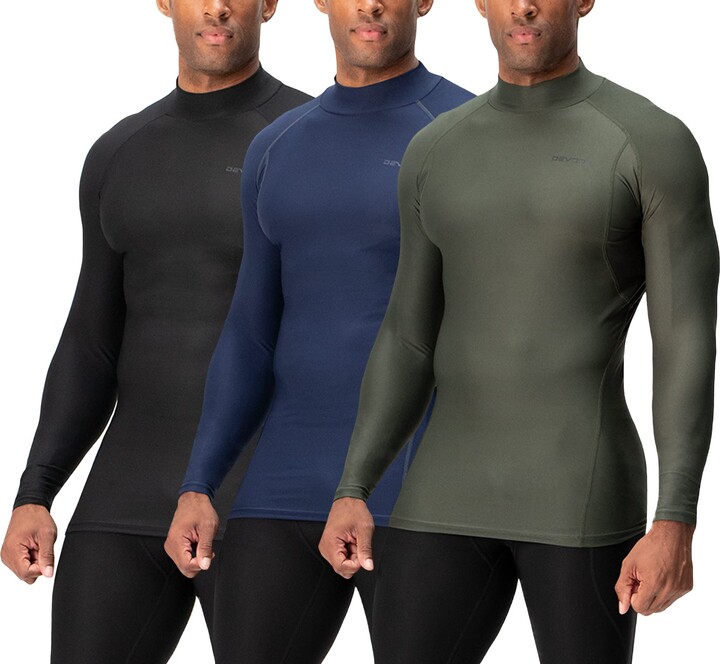 DEVOPS 2~3 Pack Men's Athletic Turtle Neck Long Sleeve Compression ...