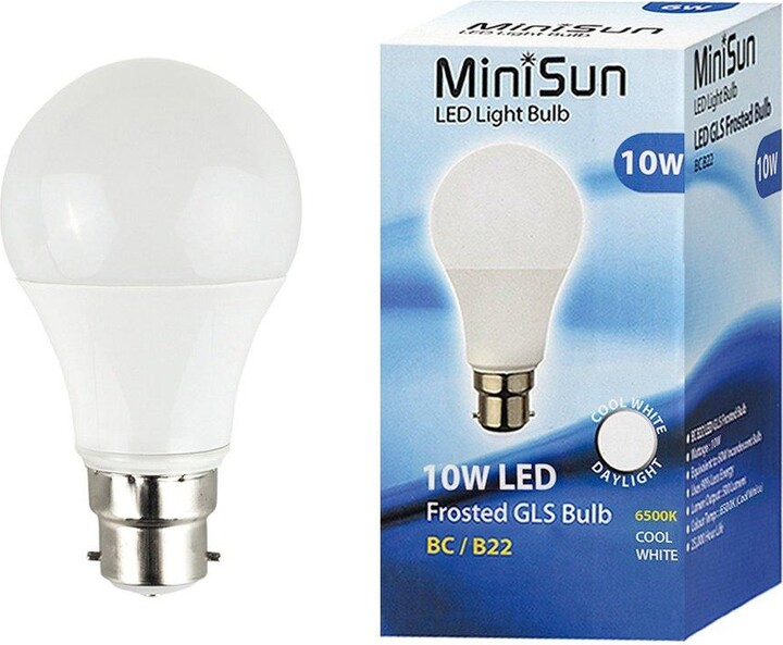 ValueLights 10 Pack B22 White Thermal Plastic GLS LED 10W Cool White ...