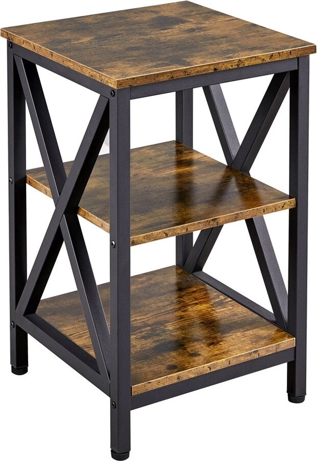 Yaheetech 3 Tier Sofa Side End Table with Shelf, X Shape SideTable ...