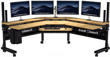 VERSADESK Corner Standing Desk, Solid Wood Large Electric Height ...