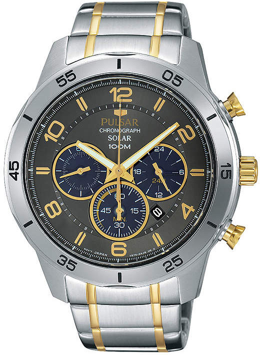 Pulsar Mens Two-Tone Chronograph Solar Watch - ShopStyle