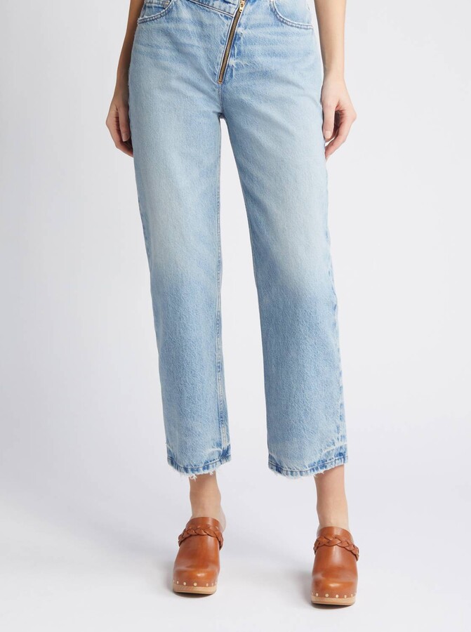 Frame Le Jane Crop Angled Zipper Straight Leg Jeans In Rhode - ShopStyle