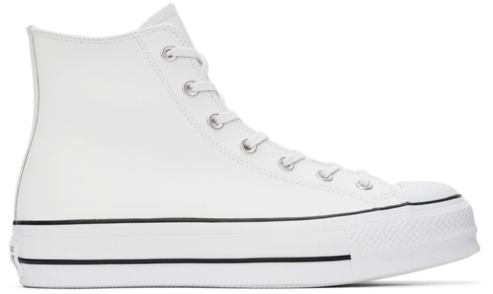 Converse White Leather Chuck Taylor All Star Lift High Sneakers - ShopStyle