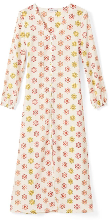 PHOEBE GRACE - Matilda V-Neck Puff Sleeve Dress In White Daisy - ShopStyle