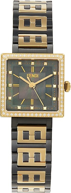 Fendi Forever Square 23MM Stainless Steel & 0.34 TCW Diamond Bracelet ...