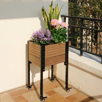 EverBloom Mobile Elevated Corner Planter Box Raised Garden B Elevated ...