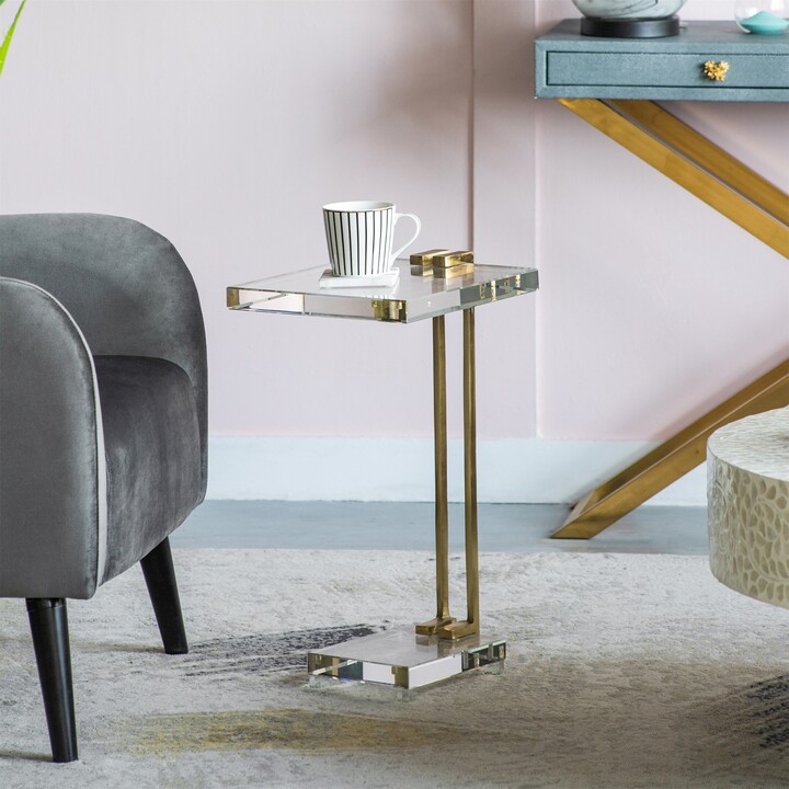 DEVERA Crystal Side Table with Gold Metal Frame for Living Room - ShopStyle