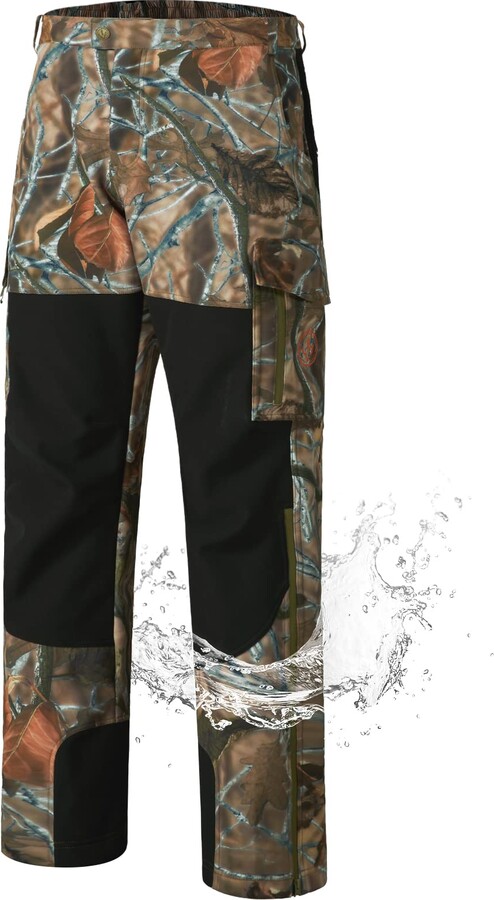 BASSDASH Splice Insulated Hunting Softshell Pants Water Resistant Camo ...