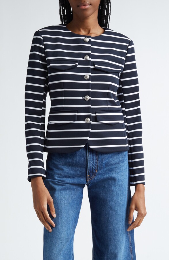Veronica Beard Kensington Stripe Knit Jacket - ShopStyle