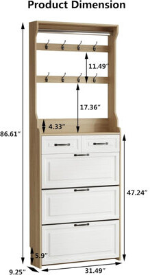 Rosalind Wheeler Farmhouse Entryway Coat Rack Wooden Mudroom Hallway ...