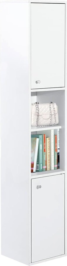 FurnitureR 63-Inch MDF Wood Tall Linen Tower Standing Slim Bathroom ...