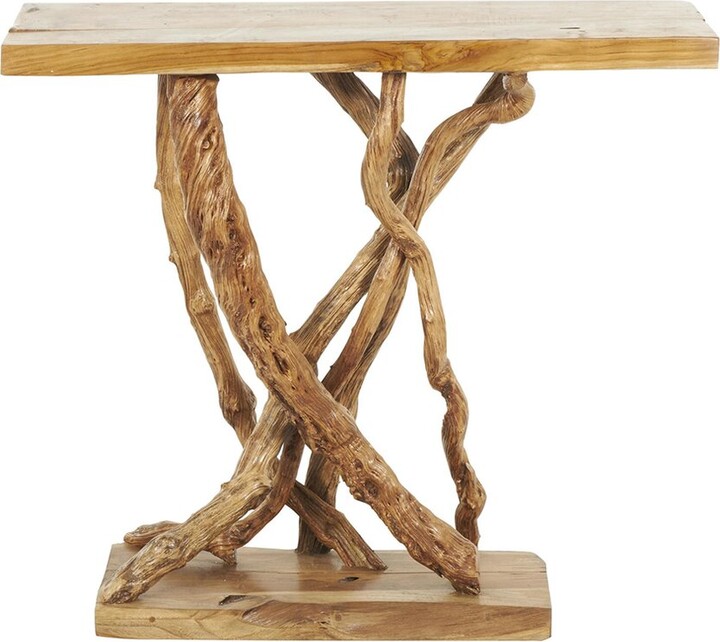 Peyton Lane Teak Wood Handmade Small Live Edge Tree Branch Console ...