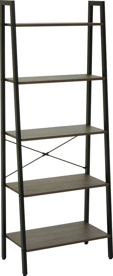 So'home Industrial Style 5 Tier Ladder Shelf Unit In Dark Oak Effect ...