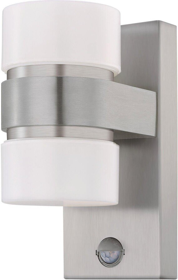 Loops IP44 Outdoor Wall Light & PIR Sensor Stainless Steel & Silver 6W ...