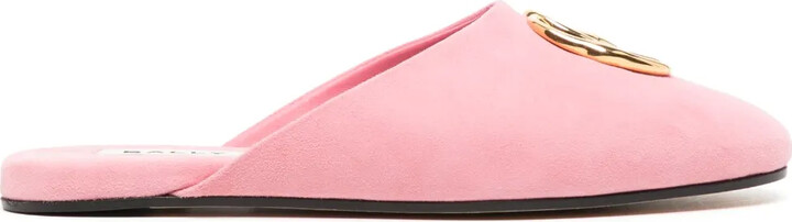 Bally Gylon logo-plaque suede slippers - ShopStyle