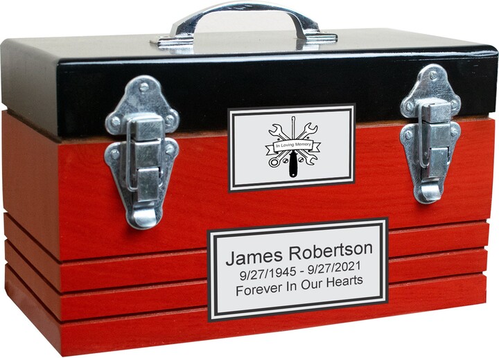 Etsy Red Toolbox Human Funeral Cremation Urn With Personalized Plaque ...